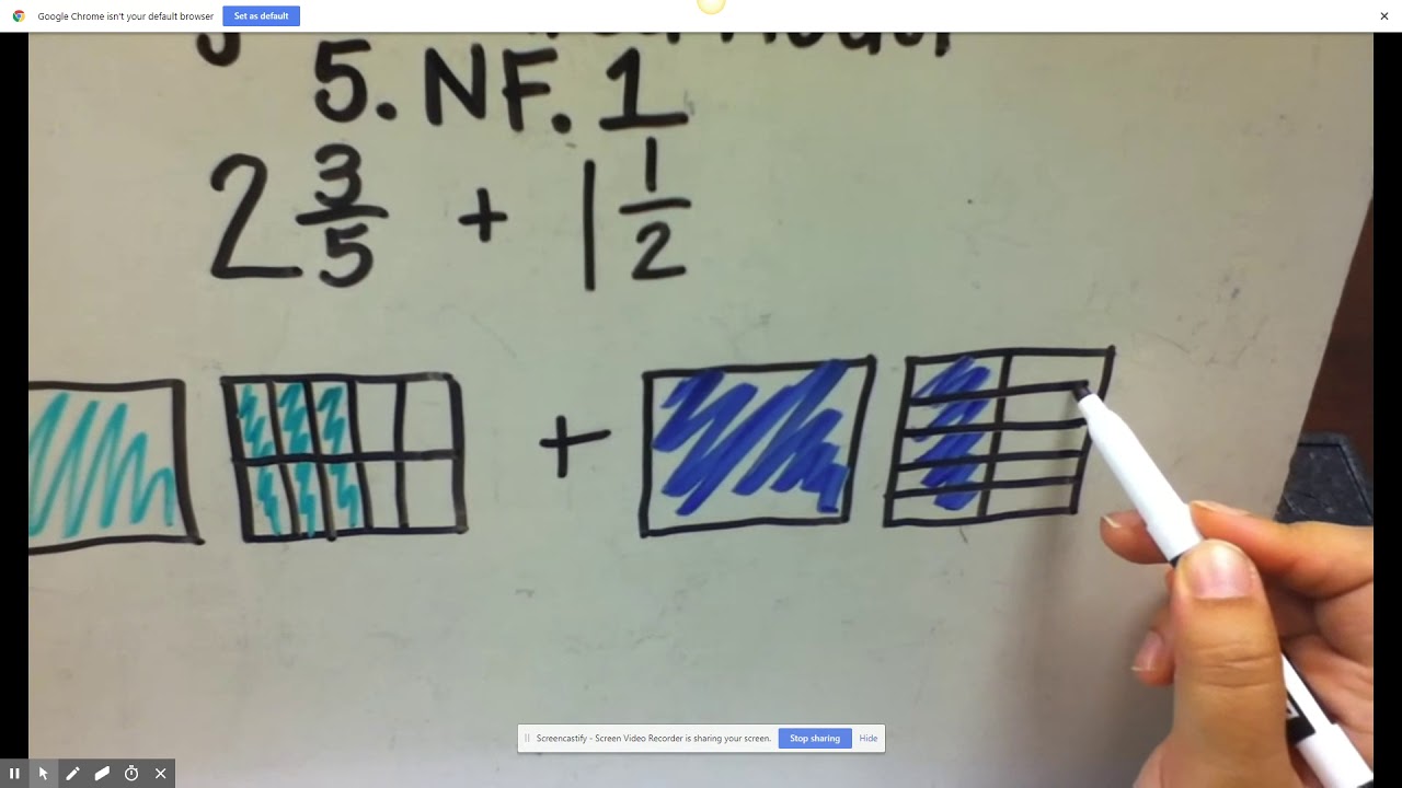 Adding Mixed Fractions with Unlike Denominators Using Area Models - YouTube
