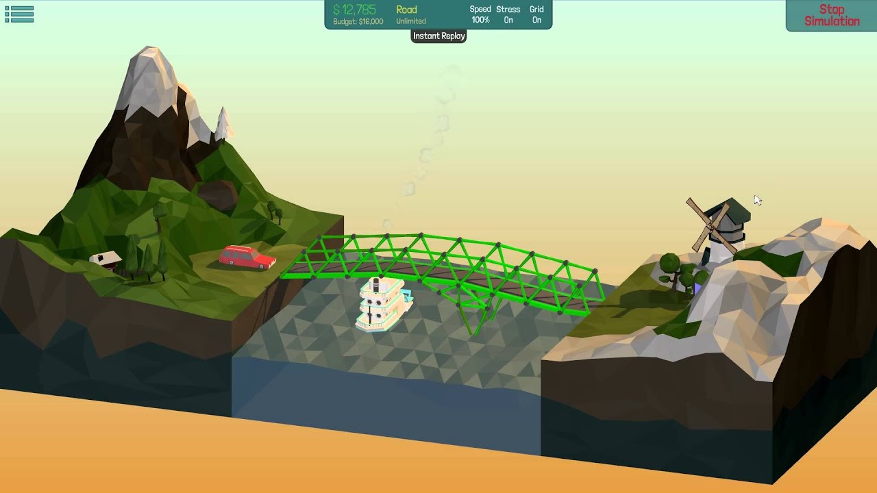 Poly Bridge Solution [16m Over Bridge 1-6] - YouTube