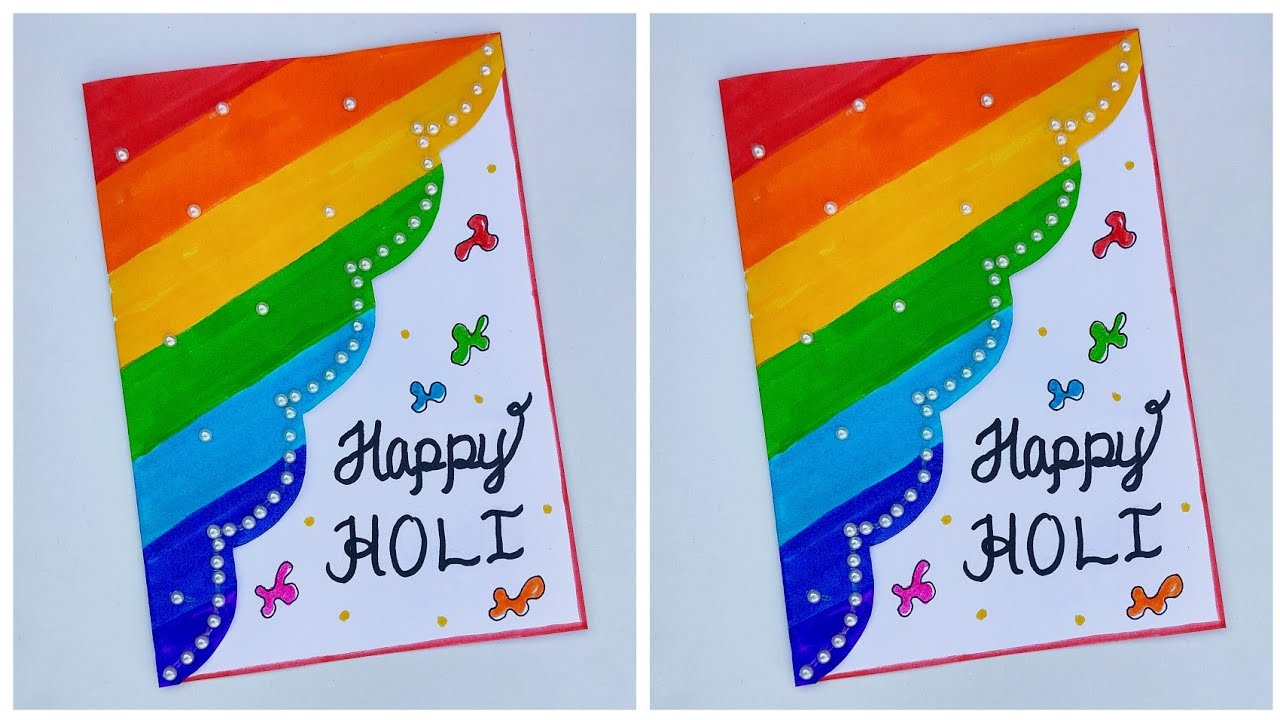 Happy holi card making easy | DIY Happy Holi card making simple ...