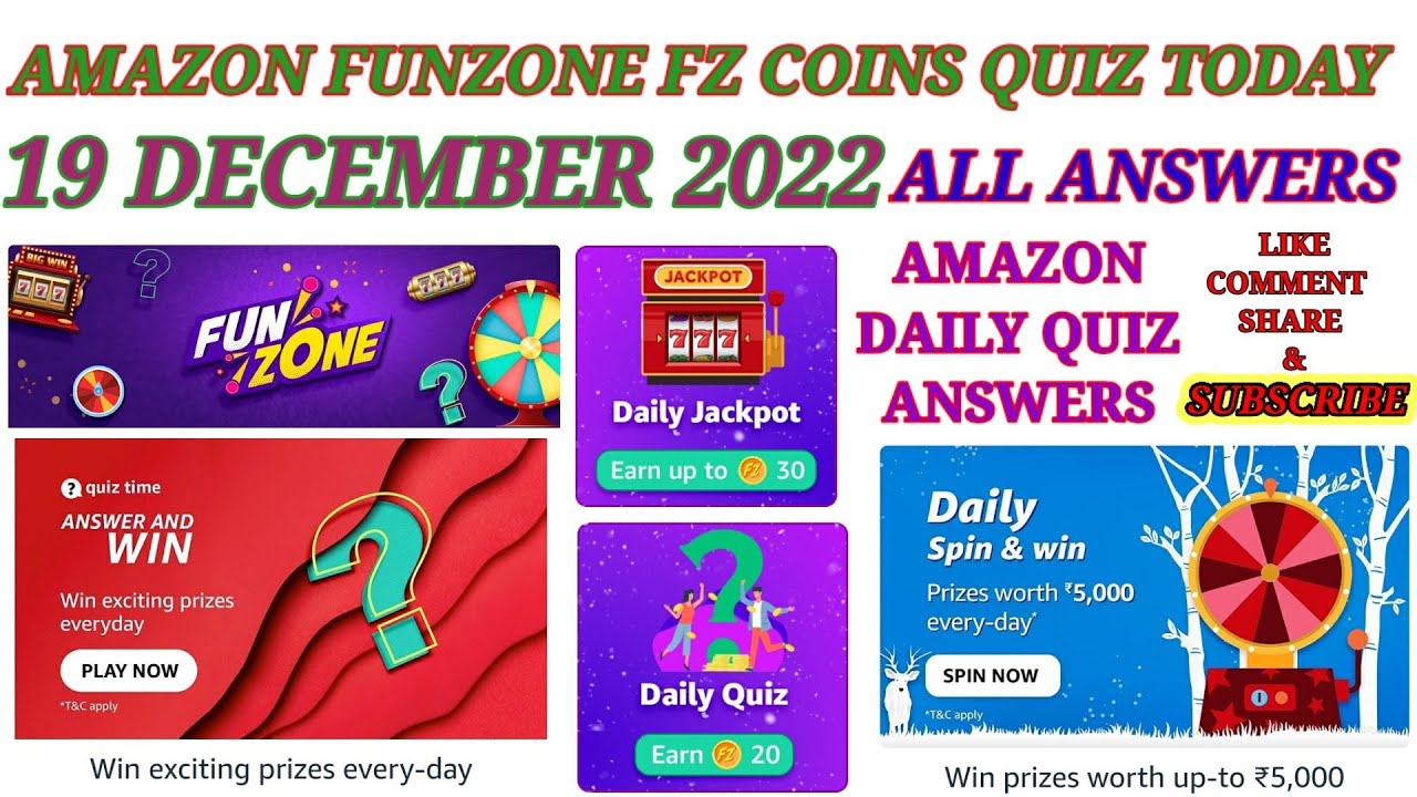 19 December 2022 | Amazon daily quiz Answers today | Amazon FZ coins ...