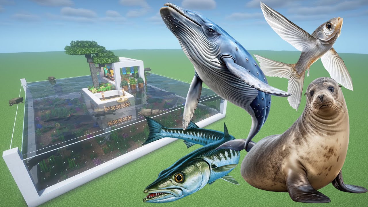 How To Make a Seal, Flying Fish, Whale, and Barracuda Farm in Minecraft ...