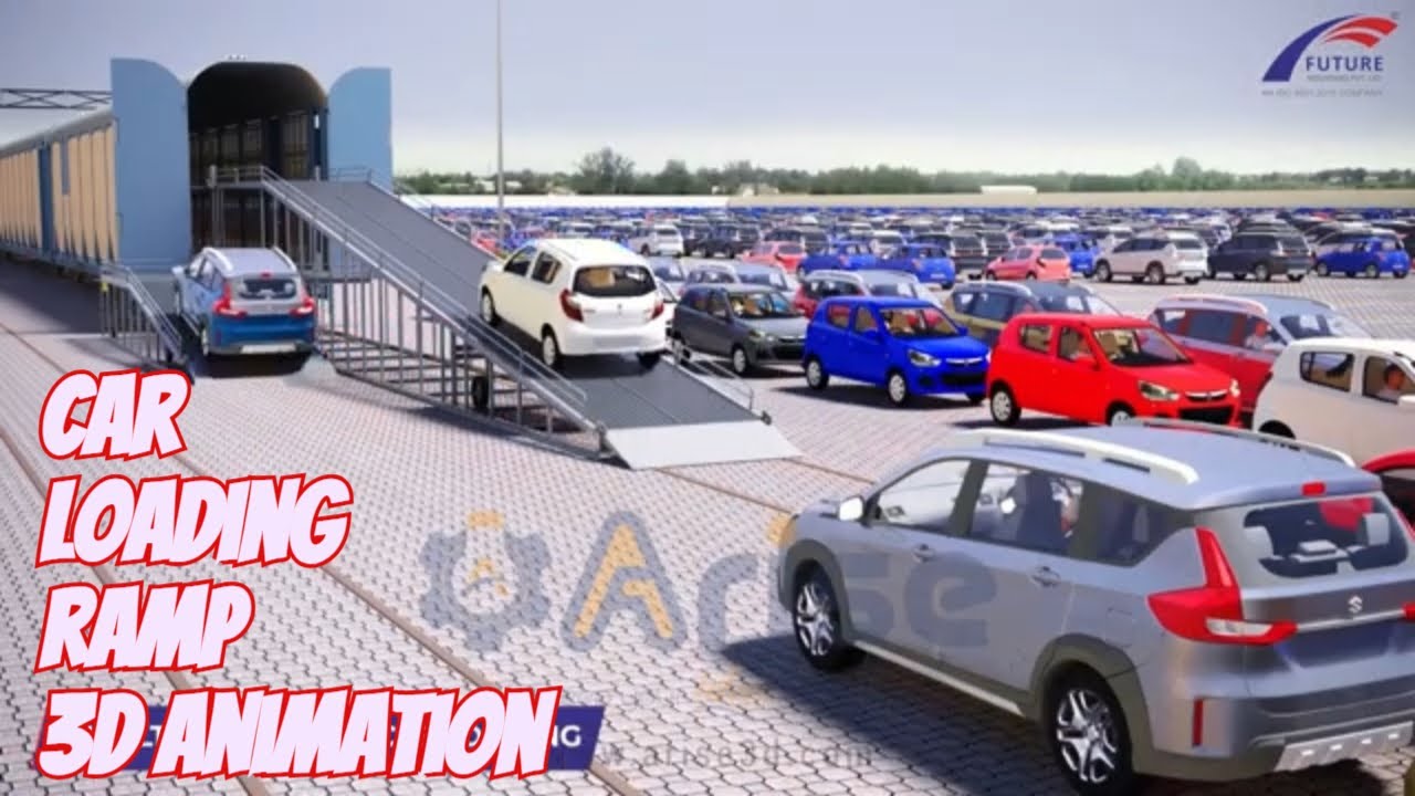 Multi-Floor Car Loading Ramp for Railway Bogie | Efficient Railcar Loading System 3D Animation ...