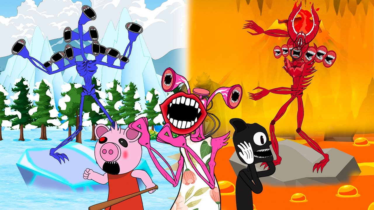 Ice Siren Head, Fire Siren Head Battle With Love - Roblox Piggy ...