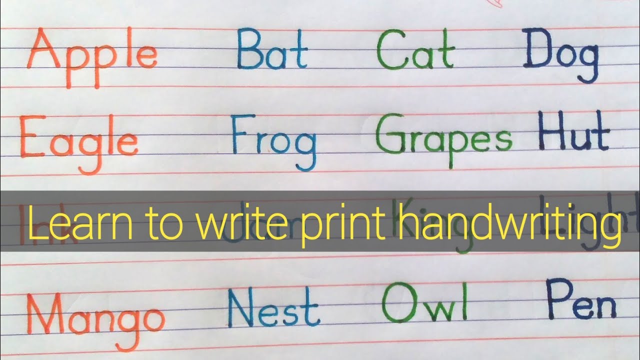 Print handwriting-words (a to z)|handwriting for beginners|basic steps ...