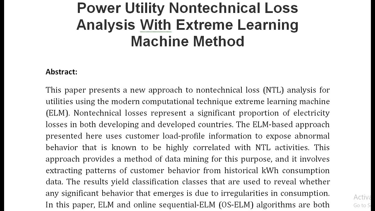 Power Utility Nontechnical Loss Analysis With Extreme Learning Machine Method - YouTube