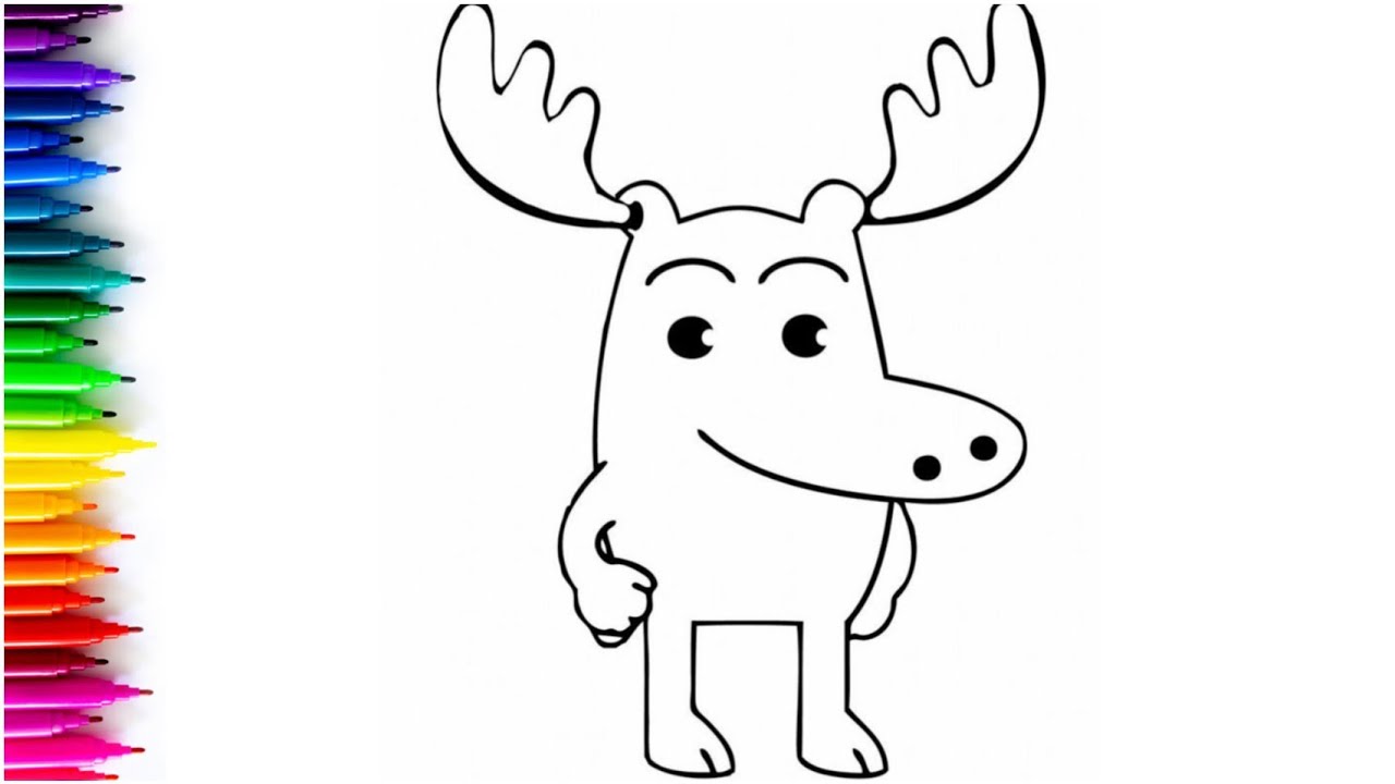 Moose drawing and coloring for kids and toddlers | animal drawing - YouTube