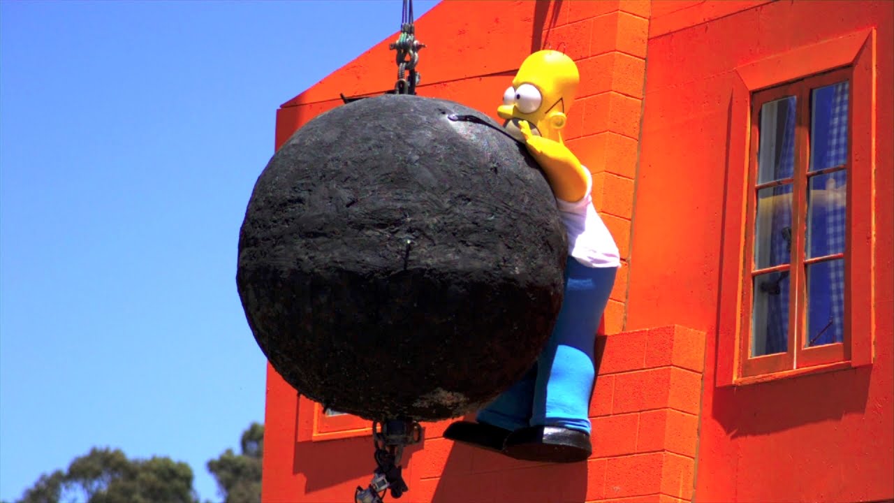 Homer Wrecking Ball High-Speed | MythBusters - YouTube