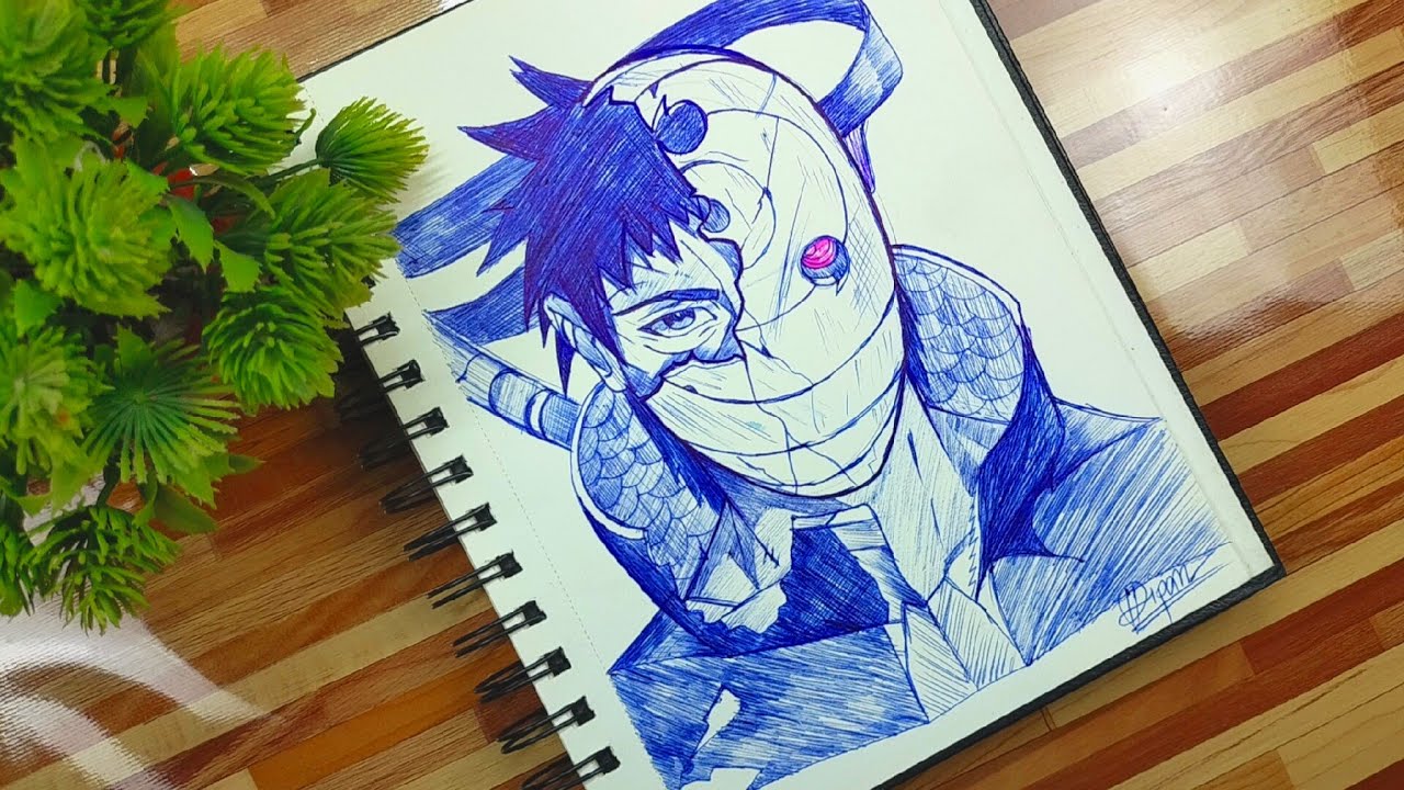 How to Draw Obito's Broken Mask – Realistic Pencil Drawing - YouTube