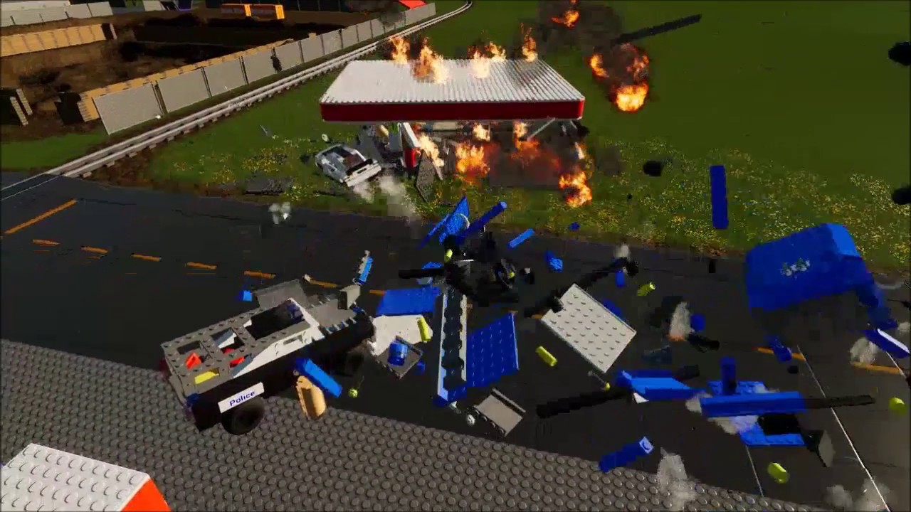 Brick Rigs: Gas Station, Explosions, Car Crash MONTAGE - YouTube