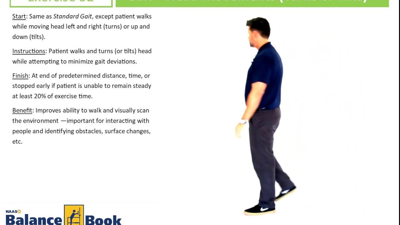 Exercise 52: Gait + Head Movements (Turns or Tilts) - YouTube
