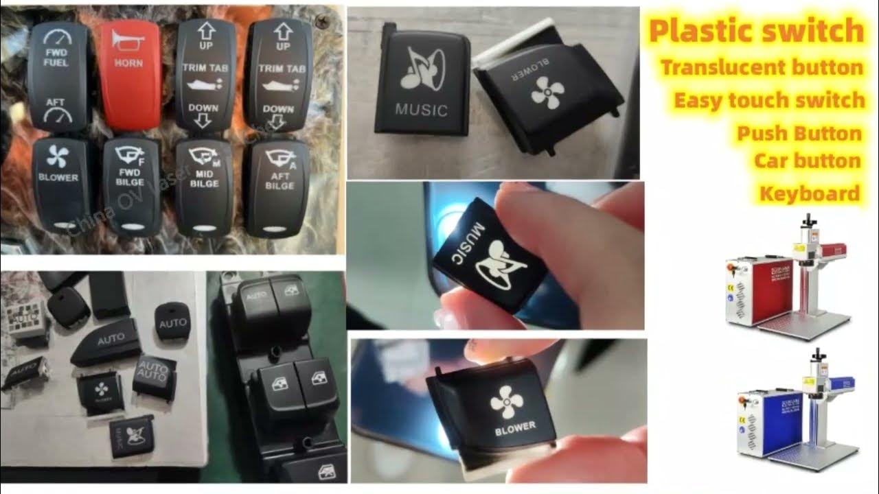Laser Etching Car Button / Laser Engraved Switch Panel Light Transmission Push Switch Laser ...