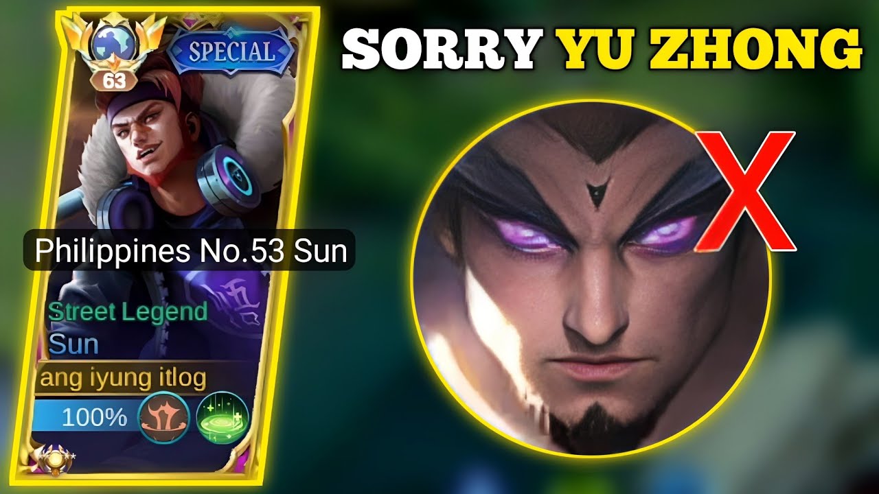 TOP SUPREME SUN VS. YU ZHONG!🥚| SUN BEST BUILD AND EMBLEM -MLBB🔥 # ...
