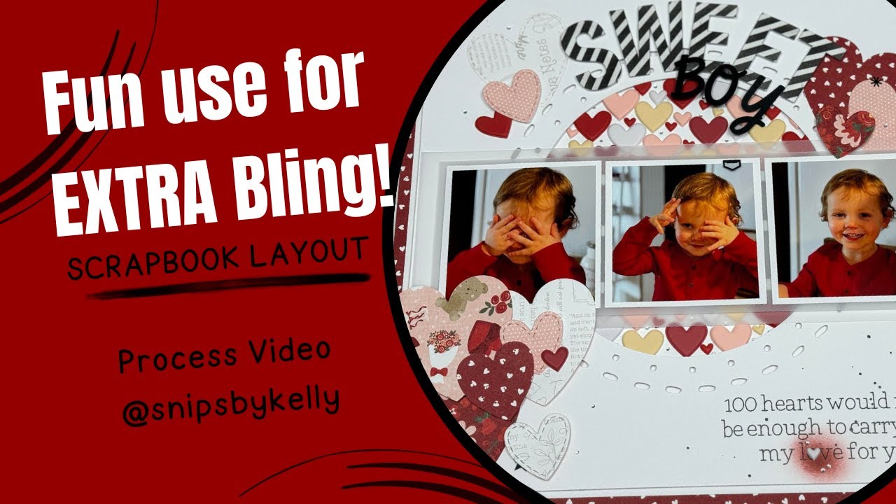 Fun Scrapbook Layout Design: Using Up Extra Bling! - YouTube