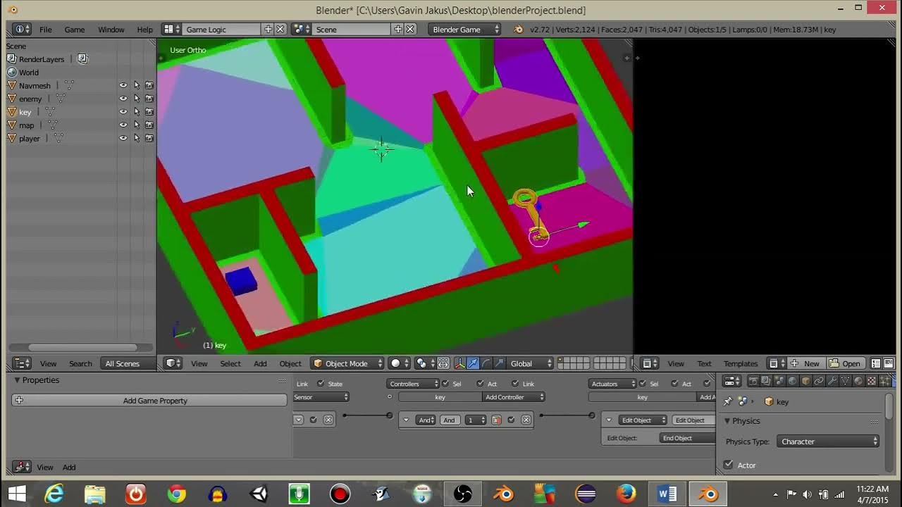 UPBGE - Objective Game With Key & Door No Python - YouTube