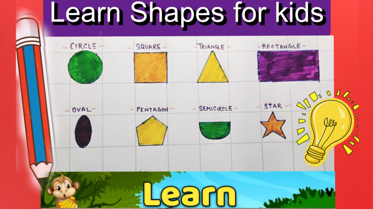 Learn shapes and colors for kids | Circle, Square, Triangle, Rectangle ...
