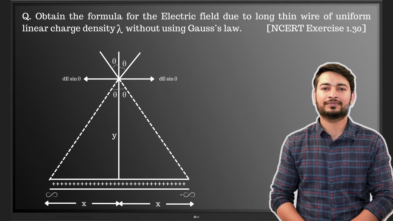 Q. Obtain the formula for the Electric field due to long thin wire of ...