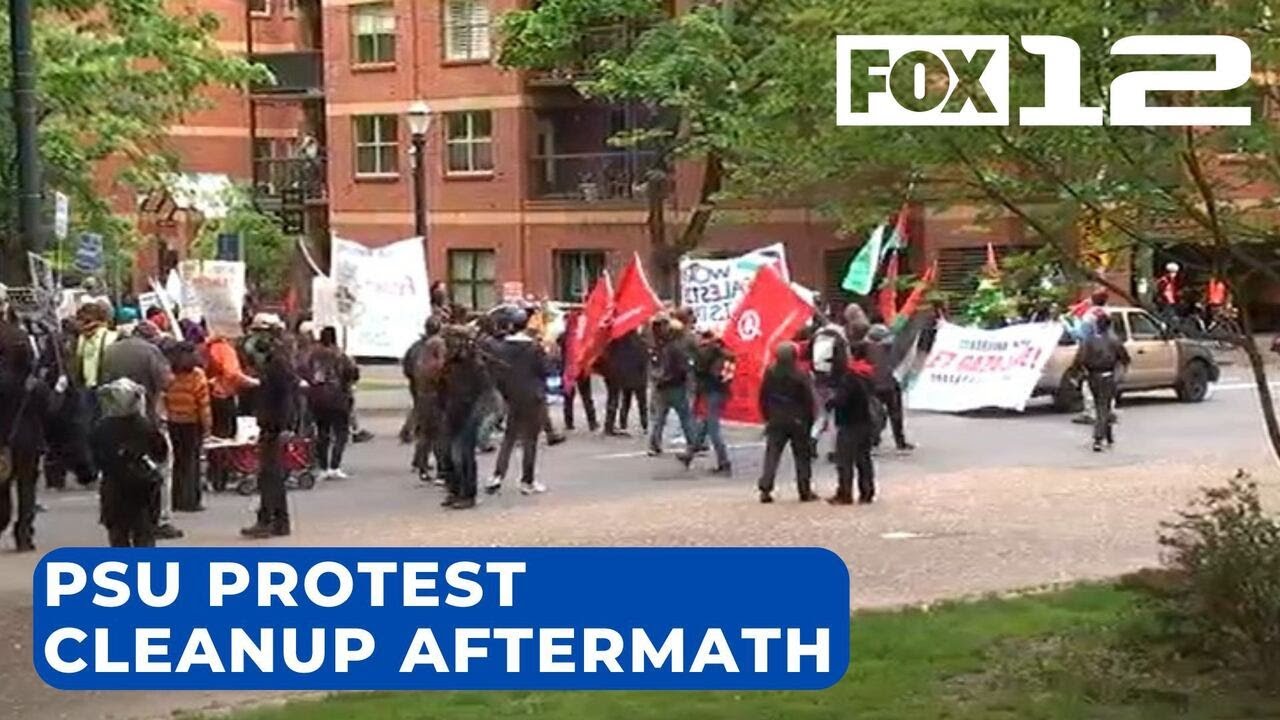 Cleanup efforts underway after protests at Portland State University ...