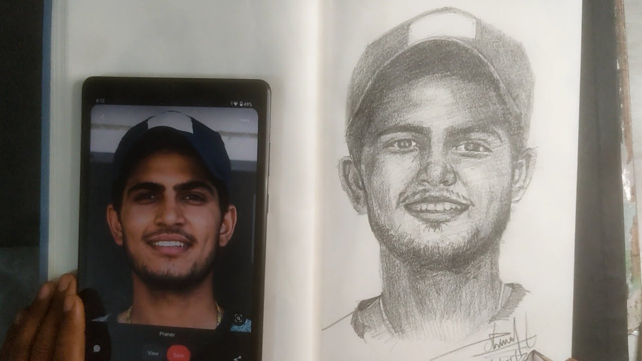 75 days challenge 75/7day Drawing of SHUBMAN GILL #shubmangill - YouTube