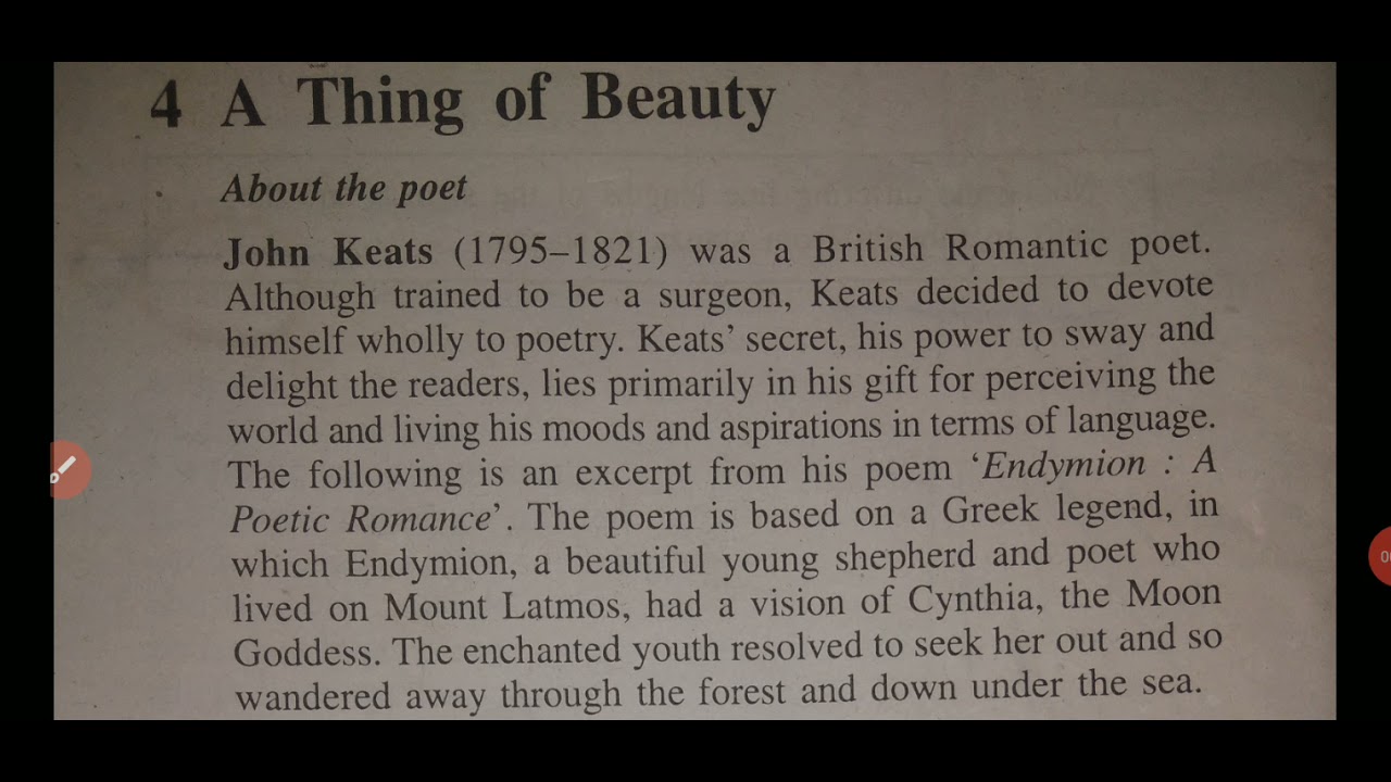 NCERT/CBSE Class 12 English lesson| A thing of beauty by John Keats ...