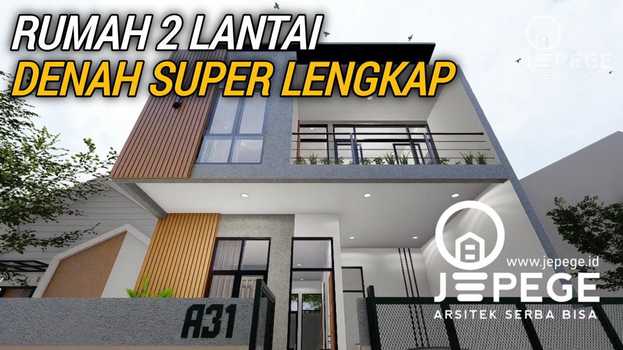 Rumah Type 105 m2 Dua Lantai Dengan Denah Super Komplit - YouTube