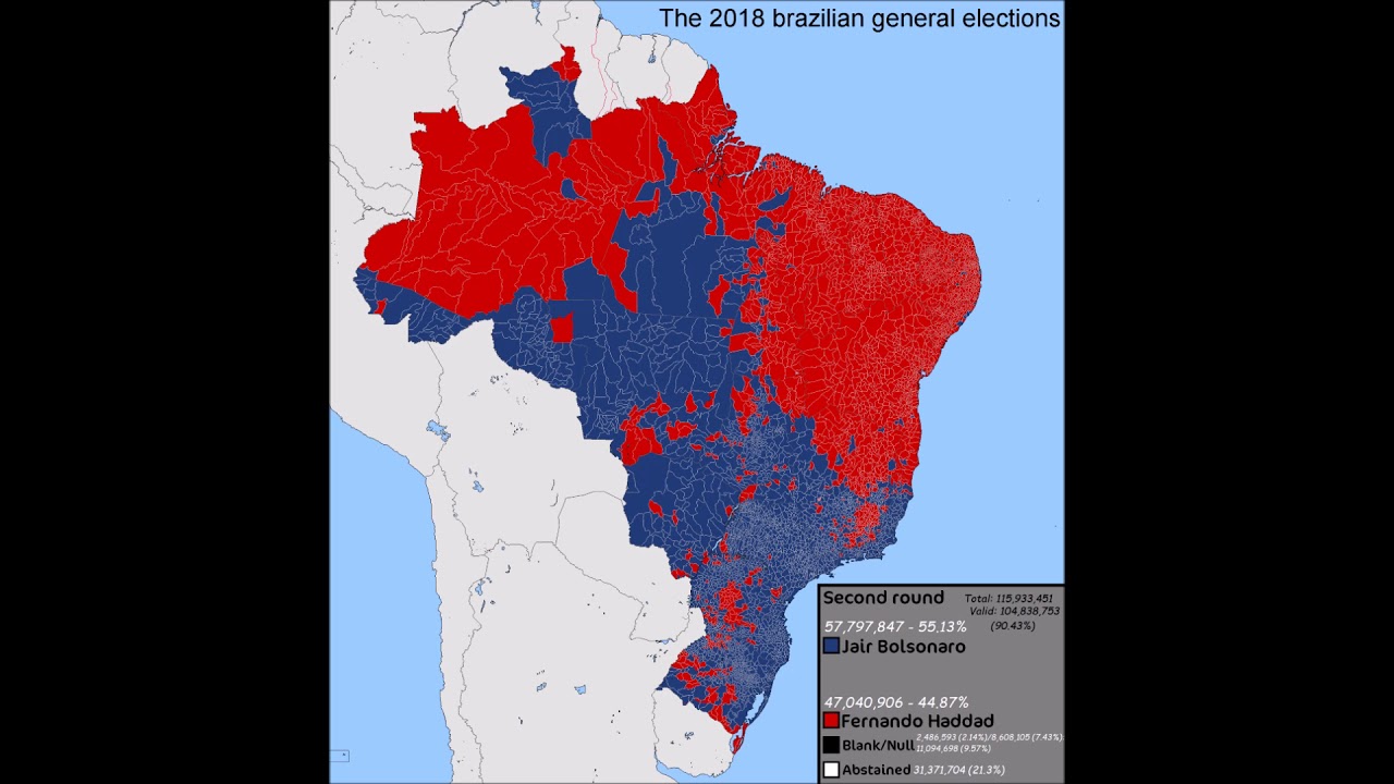 The 2018 brazilian presidential election - Both Rounds - YouTube