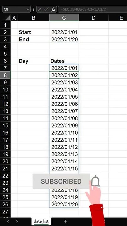 How to create a dynamic date list in Excel - YouTube