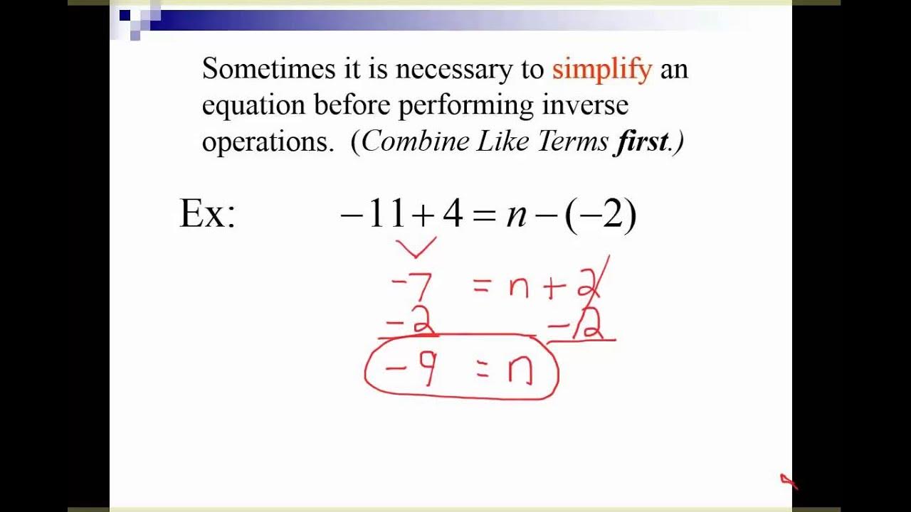 3 1 Solving Equations Using Addition and Subtraction Video Homework ...
