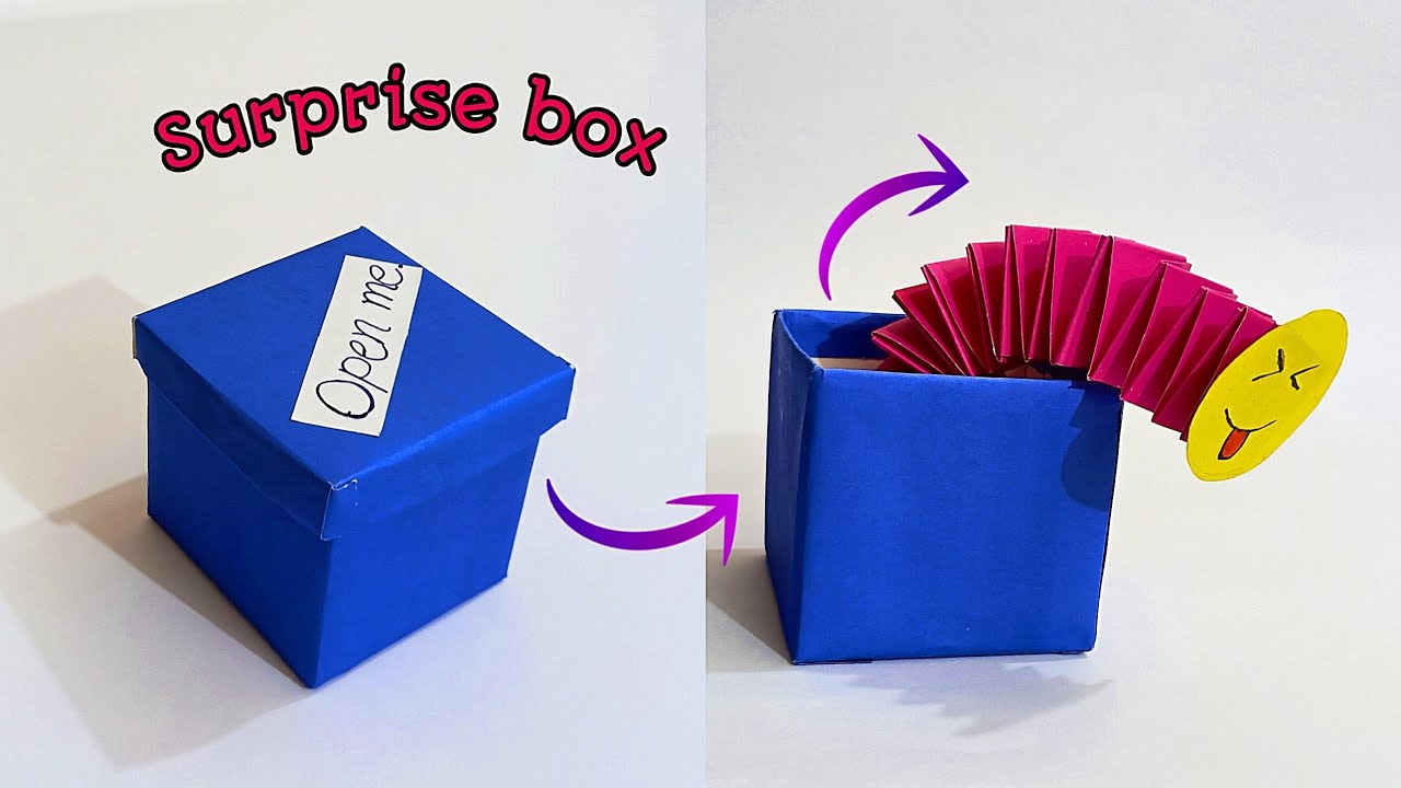 Surprise gift box making | Origami pop out box easy | Waste paper board ...
