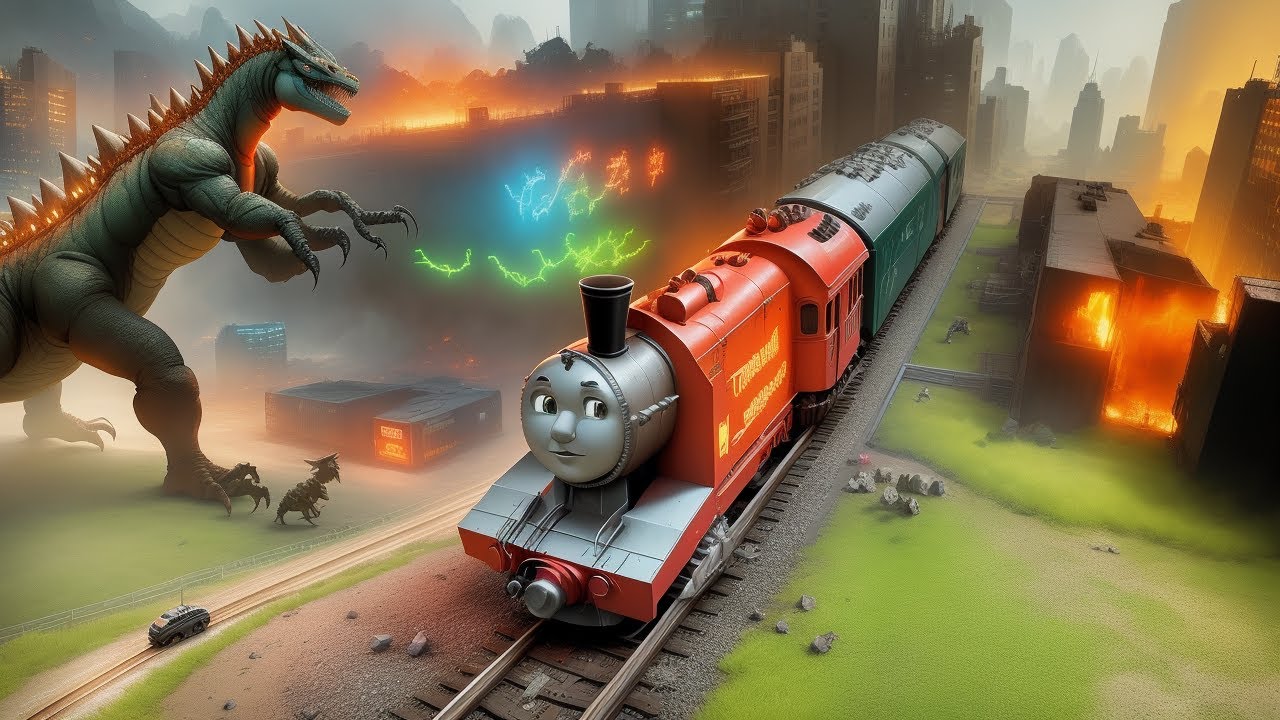 Tranformation Thomas and Friends vs Godzilla vs Dinosaurs - YouTube