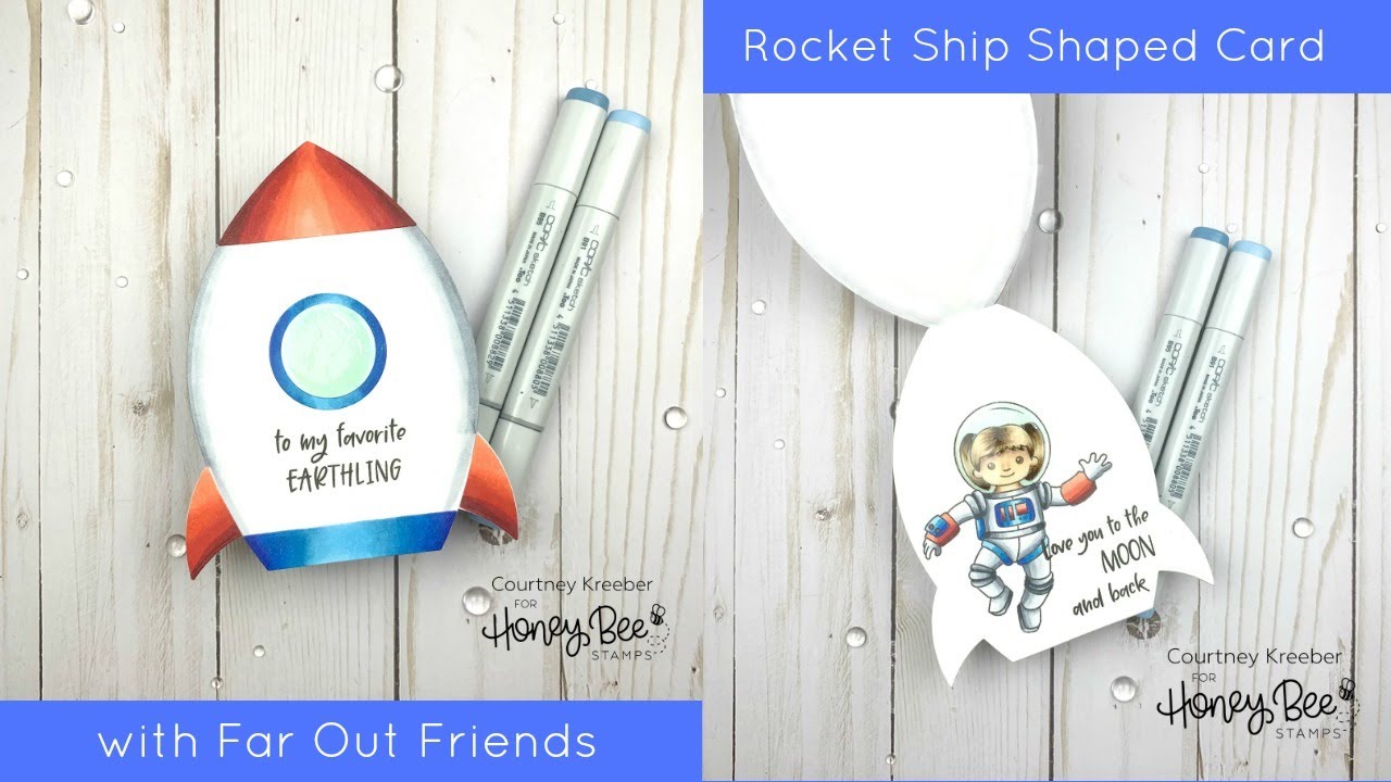 Rocket Ship Card with Honey Bee Stamps - YouTube