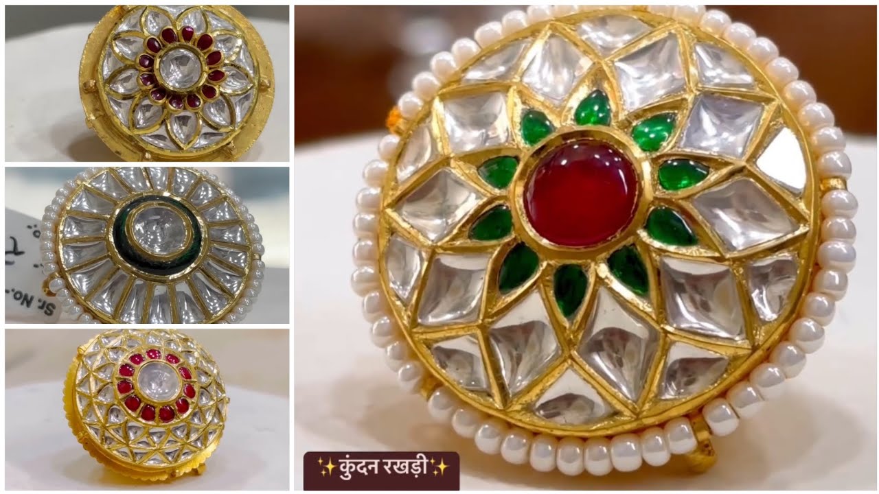 Gold kundan rakhadi Rajputi Rakhdi Designs Rajashthani Tranding Rakhdi ...