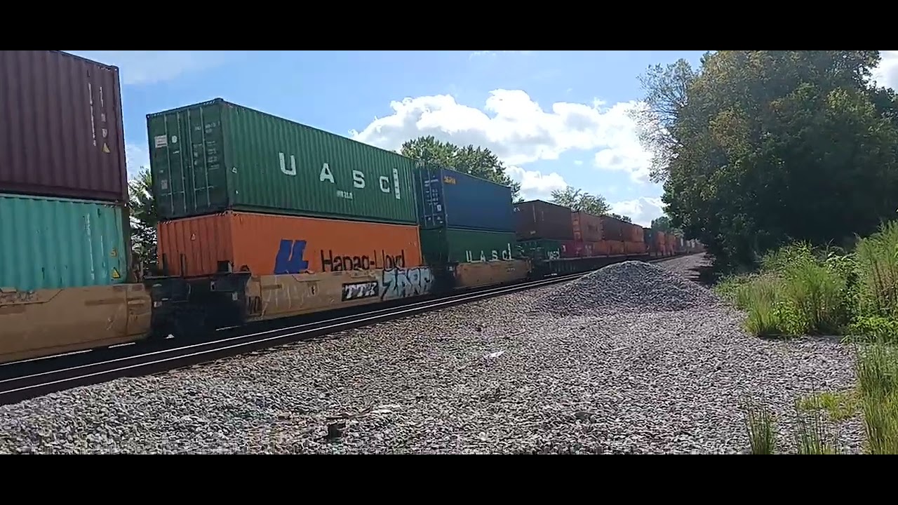 NS container train crosses shell road - YouTube