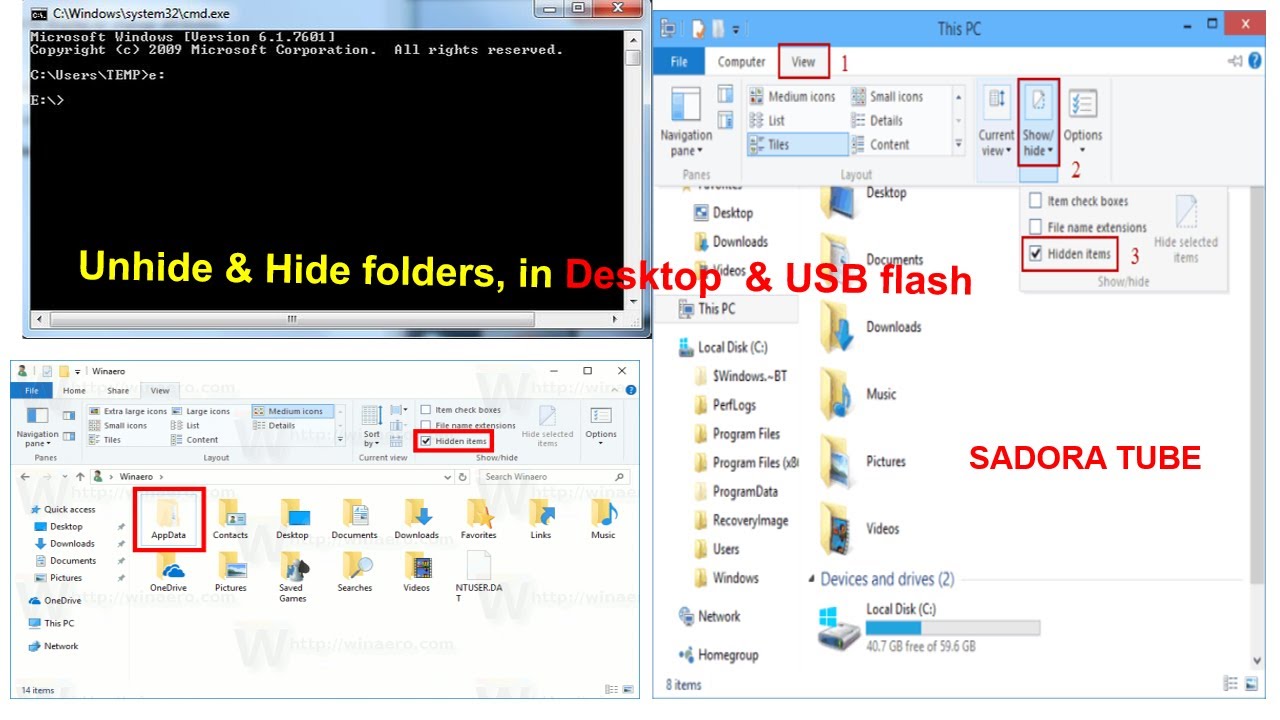 Unhide And Hide Desktop Folders And Usb Flash Using Cmd Unhide እና Hide