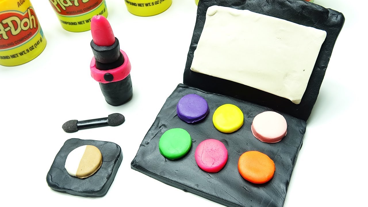 Learn Colors with Lipstick Play Doh | How to make Makeup Set Eyeshadow ...