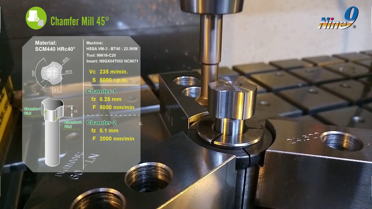 C 0.2 Chamfering by Nine9 chamfer mill - YouTube