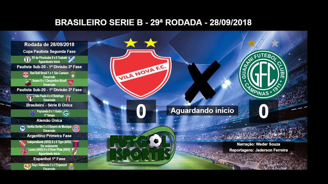 Vila Nova X Guarani Brasileiro Serie B 29 09 2018 29ª Rodada Ao