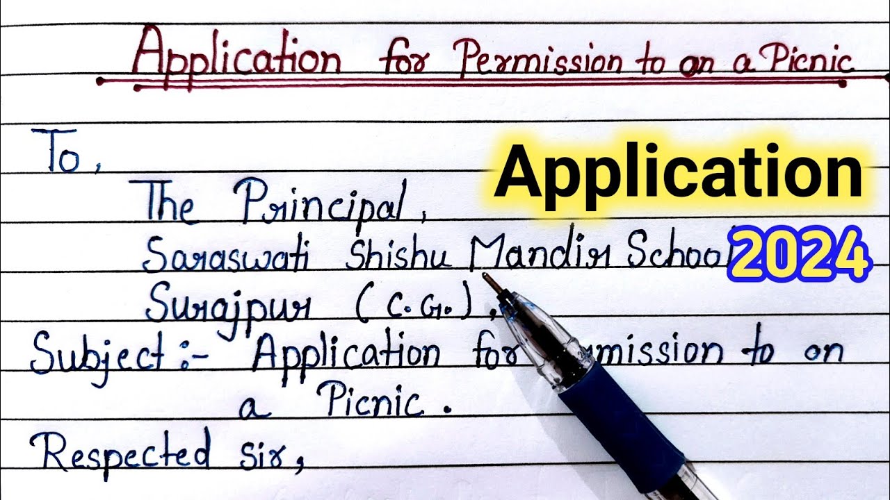 Write an Application for Permission to go on a Picnic || Application in ...
