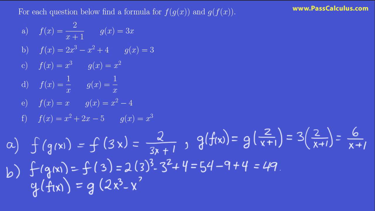 Precalculus Composition Of Functions Problem 2 YouTube Precalculus Composition Of Functions Problem 2 YouTube