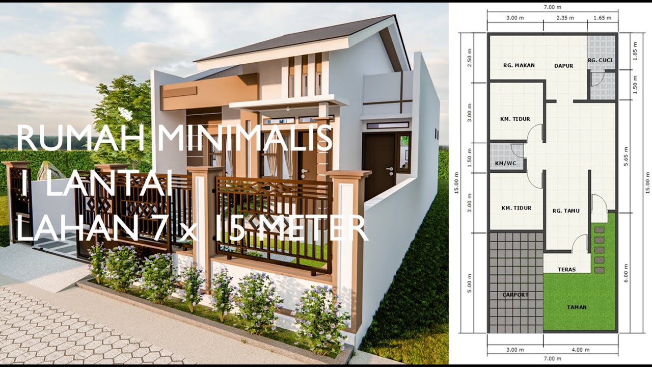 Desain Rumah Minimalis 7 x 15 Meter / Minimalist House Design - YouTube