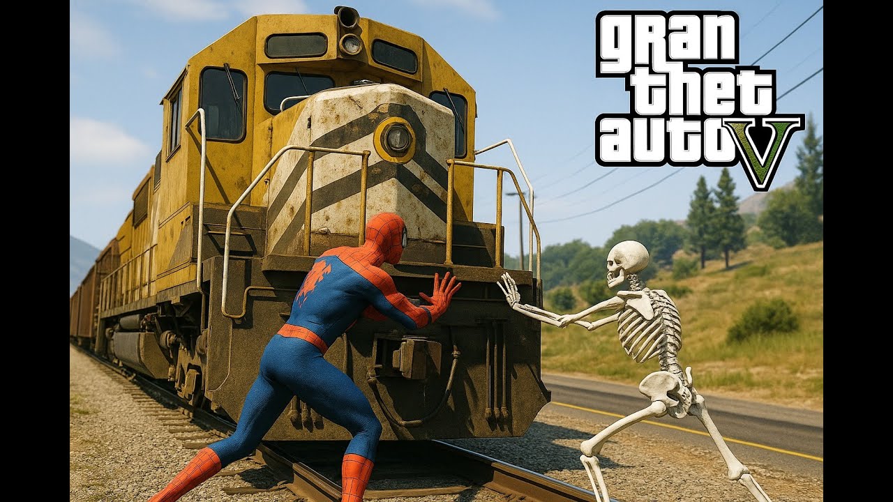Spiderman & Skeleton vs UNSTOPPABLE Train in GTA 5 – Epic Fail or ...
