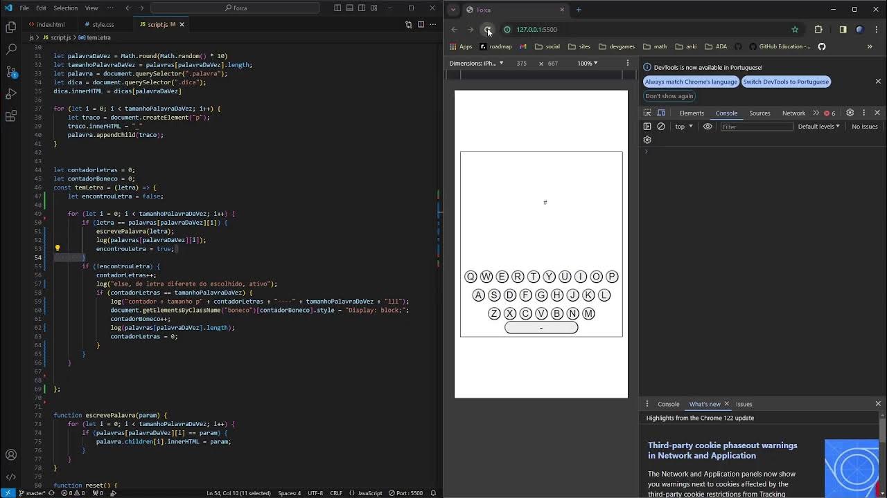 Criando o jogo da forca com JavaScript, CSS, HTML #009 - Programando algo - YouTube