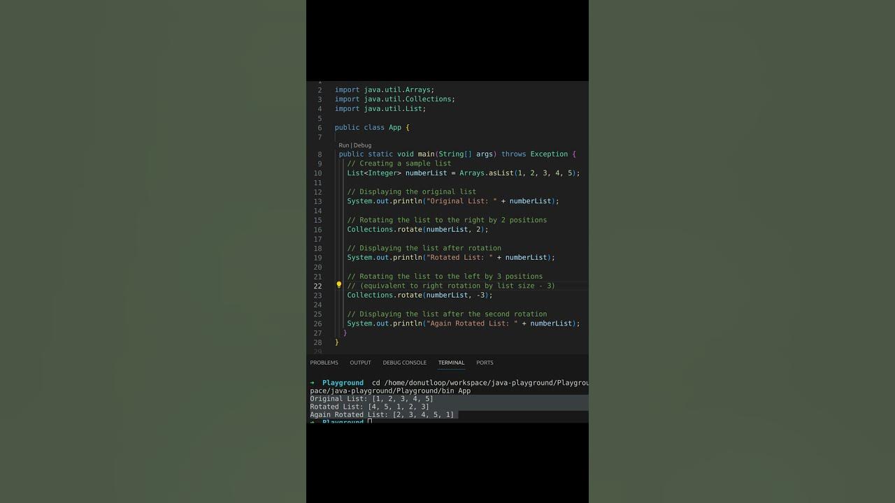How To Rotate Elements In A List With Javas Collectionsrotate Youtube