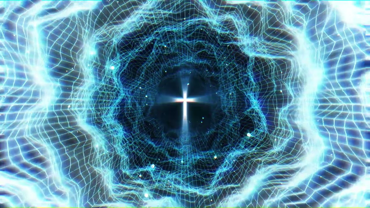 Electronic grid tunnel leading to cross loop video background - YouTube