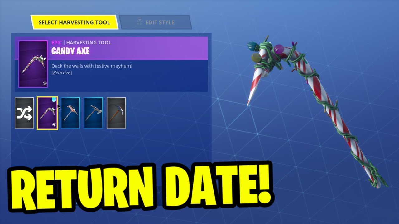 CANDY AXE PICKAXE RETURNING RELEASE DATE in Fortnite Item Shop! (Candy ...