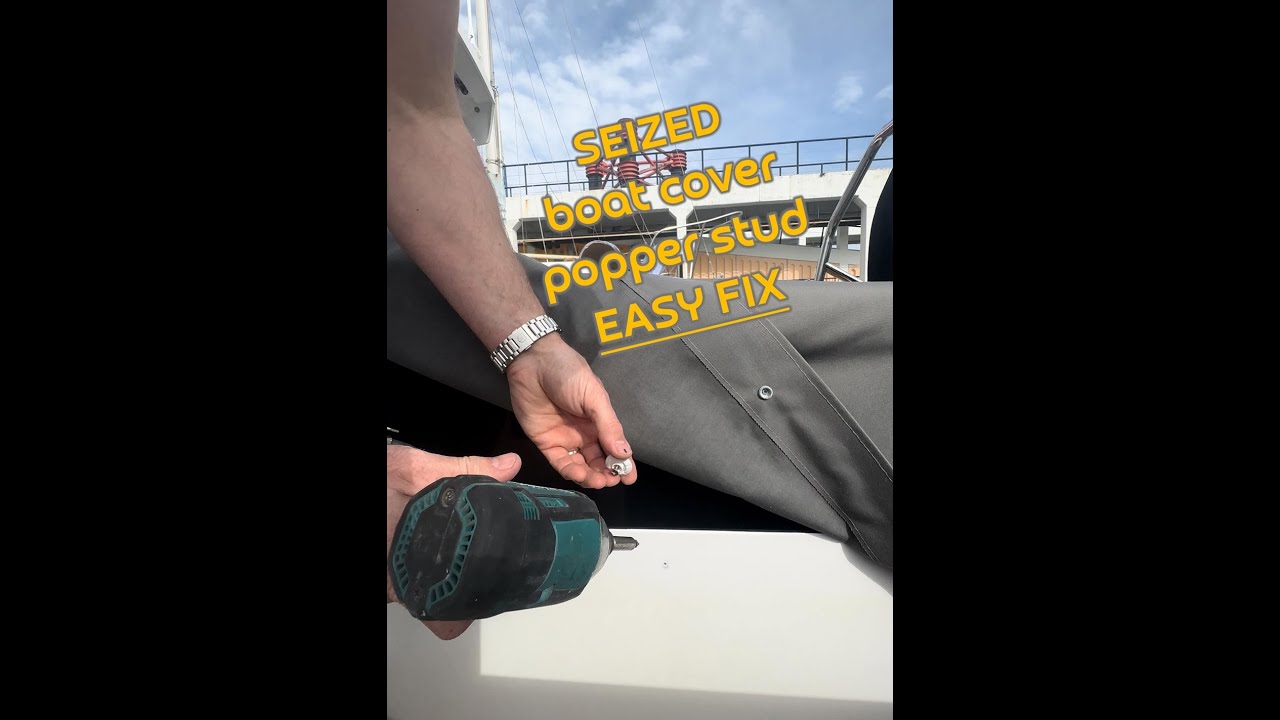 Boat cover rusted corroded popper studs hack fix replacement - YouTube