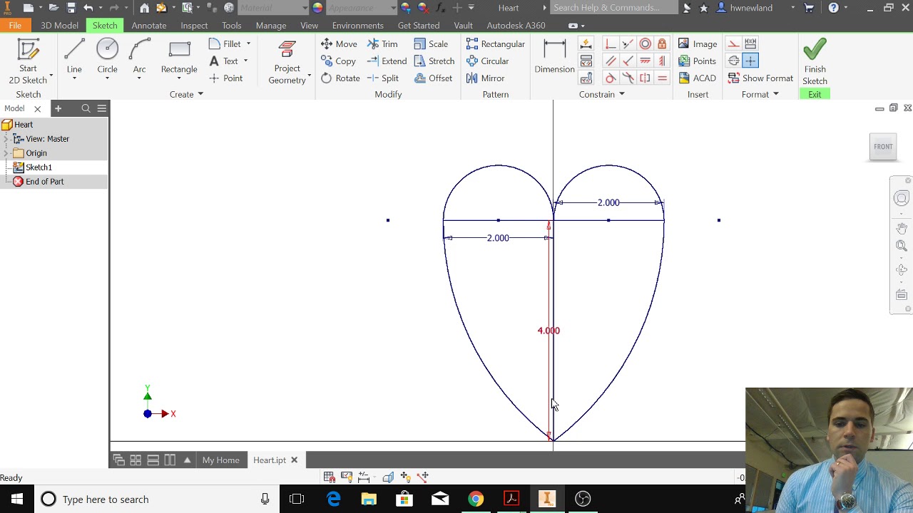 Autodesk Inventor Pro 2018, Heart Tutorial - YouTube