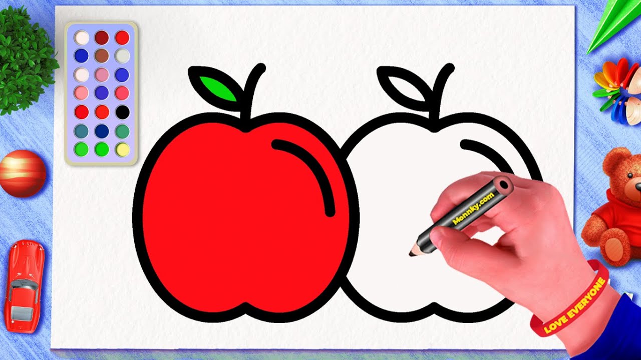 Drawing Apple Step by Step for Kids l How to Draw Apple Easy | Drawing ...