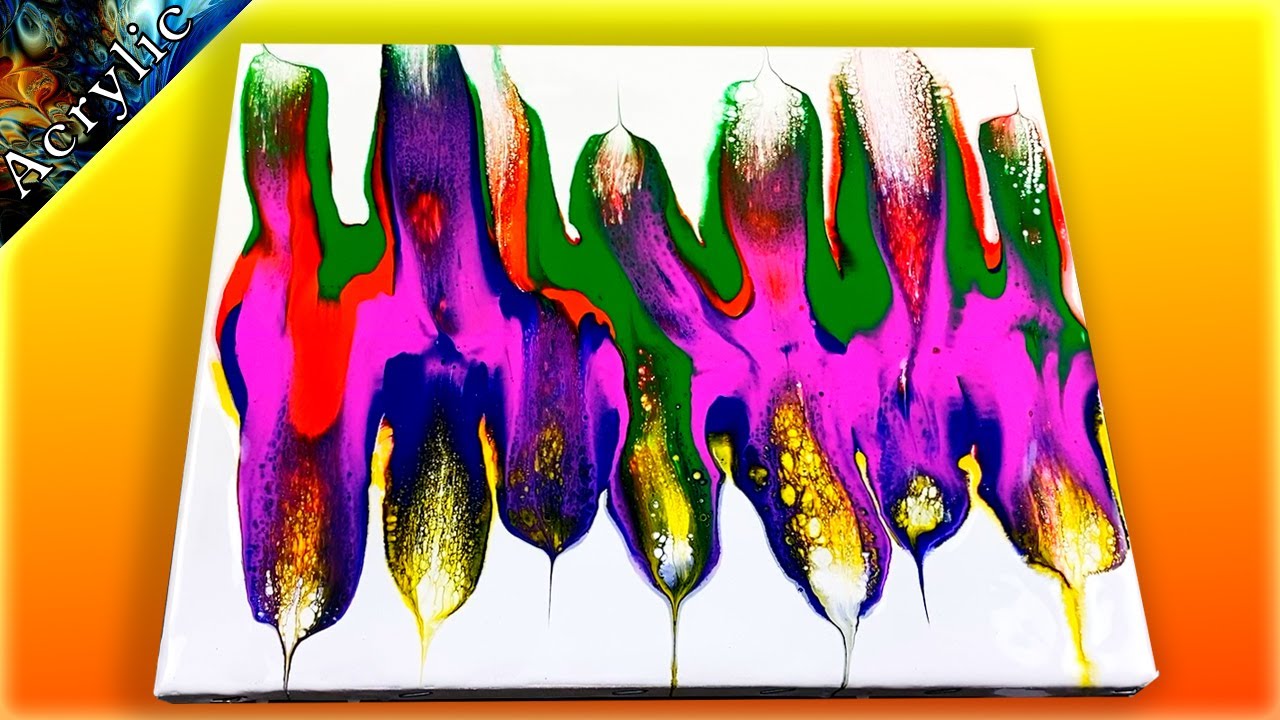 Swipe Technique Acrylic pour Painting with a Cake knife - Amazing Cell ...