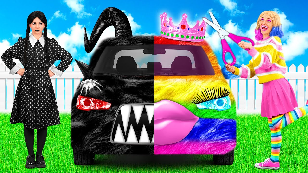 Rainbow Car vs Black Car Challenge | Prank Wars by PaRaRa Challenge ...