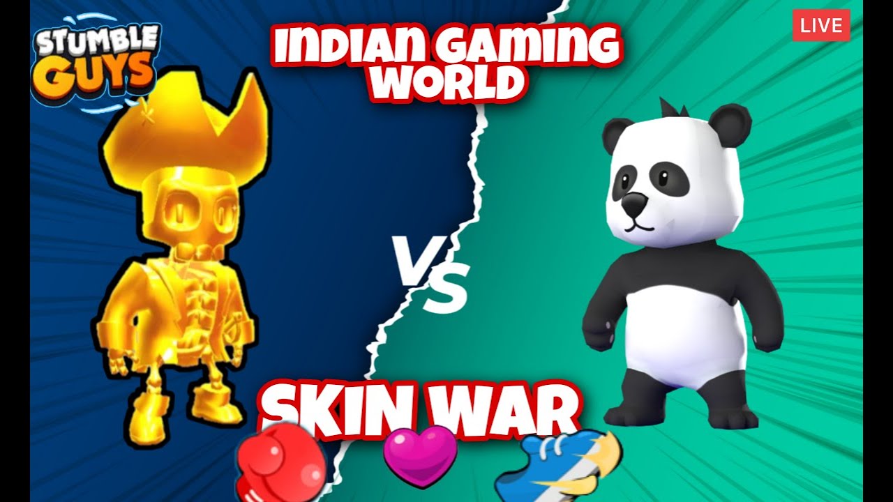 STUMBLE GUYS : Skin War ⚔️ | SKELETON 🦴 🆚 PANDA 🐼 | HIT 2K SUBSCRIBER ...